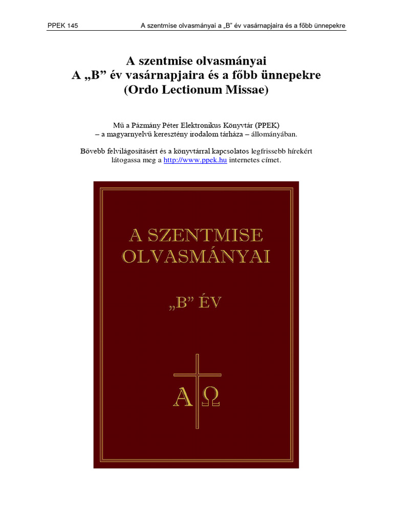 A Szentmise Olvasmanyai B Ev 1 | PDF