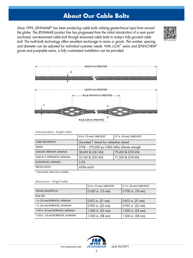 JENNMAR CableBolts | Download Free PDF | Screw | Pipe (Fluid Conveyance)
