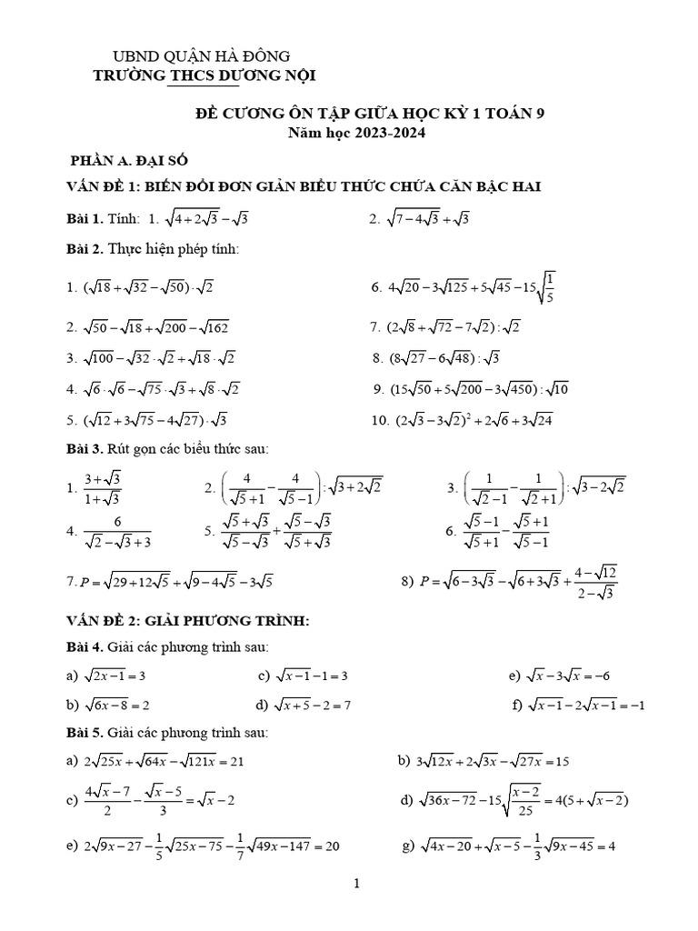 de-cuong-giua-ky-1-toan-9-nam-2023-2024-truong-thcs-duong-noi-ha-noi | PDF