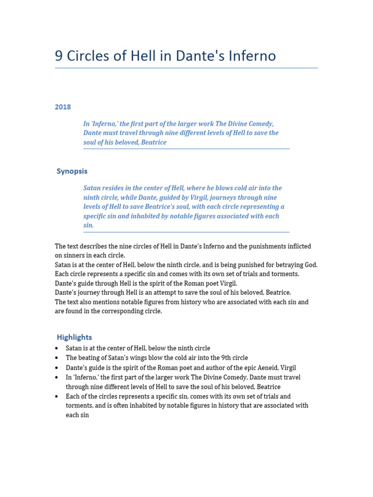 9 Circles of Hell in Dante S Inferno | PDF | Inferno (Dante) | Divine ...