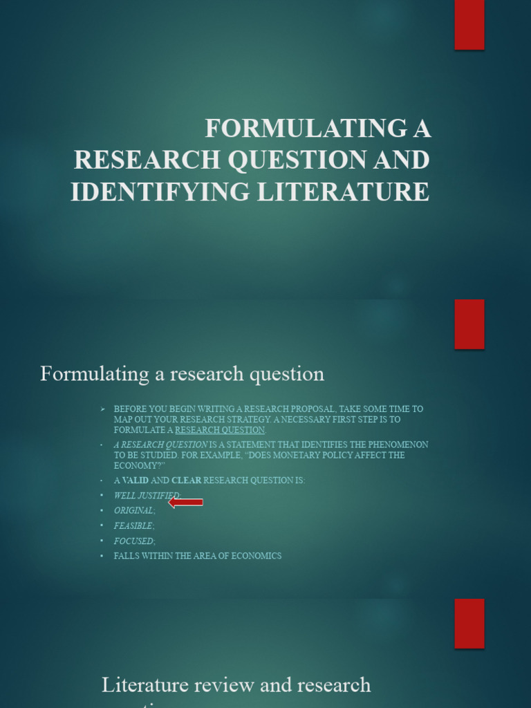Formulating A Research Question and Identifying Literature | Download ...