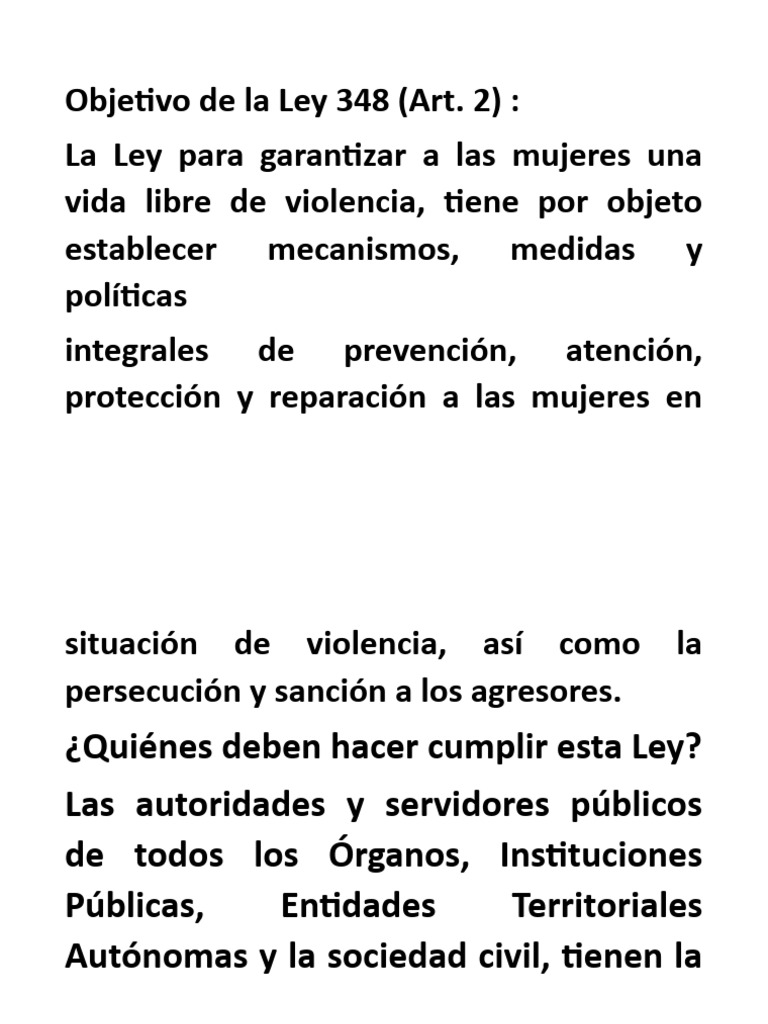 Objetivo de La Ley 348 | PDF | Política