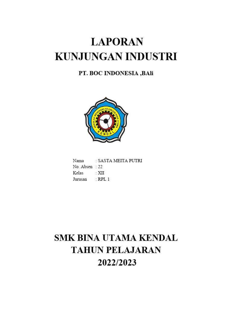 Contoh Laporan Kunjungan Industri Di PT | PDF