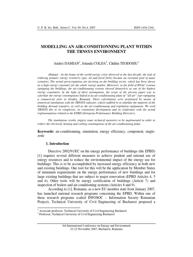 Air Conditioning Plant Simulation in TRNSYS | PDF | Heat Exchanger ...