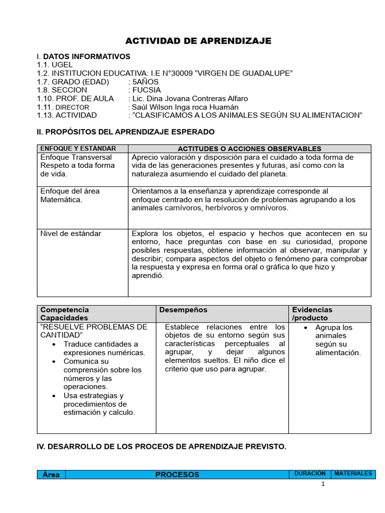 Sesion de Aprendizaje Cta Listo | PDF | Aprendizaje | Cognición