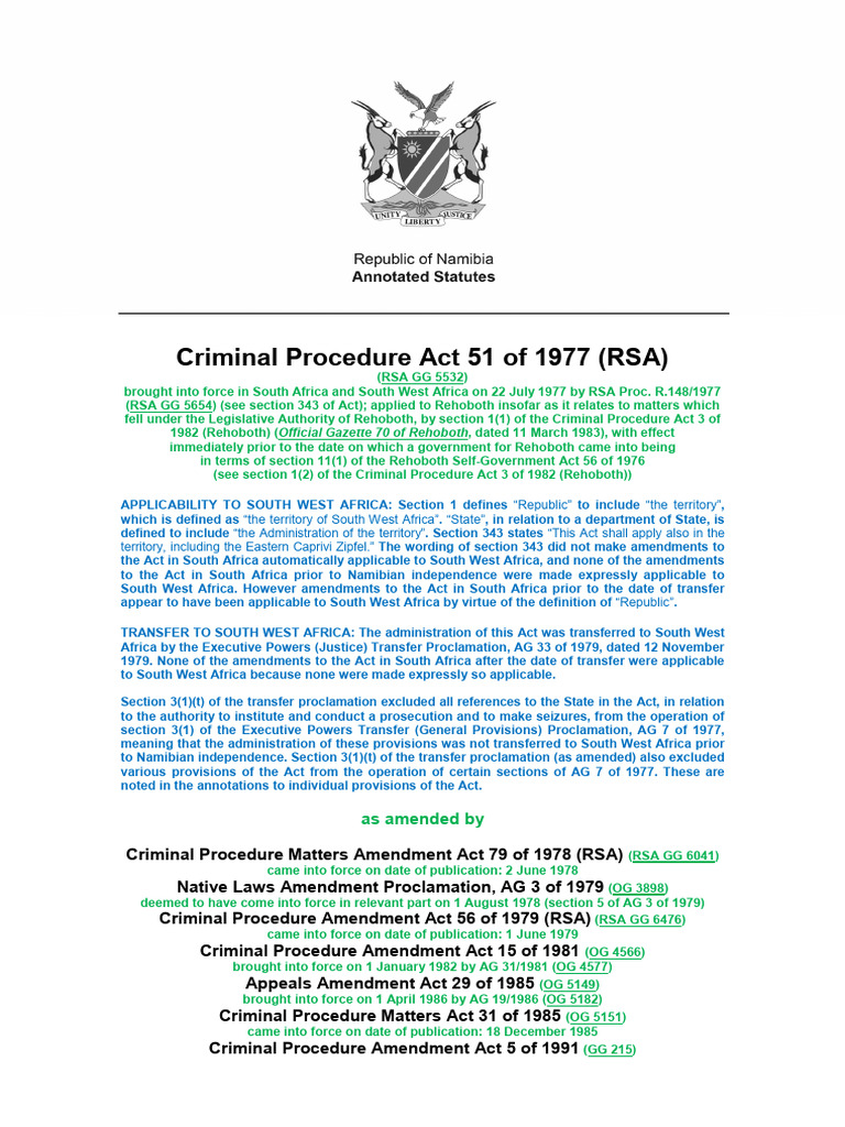 Criminal Procedure Act 1977 Overview | PDF | Evidence (Law) | Bail