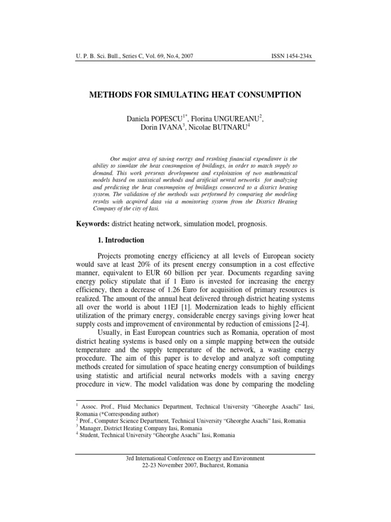 Methods For Simulating Heat Consumption | PDF | District Heating | Simulation