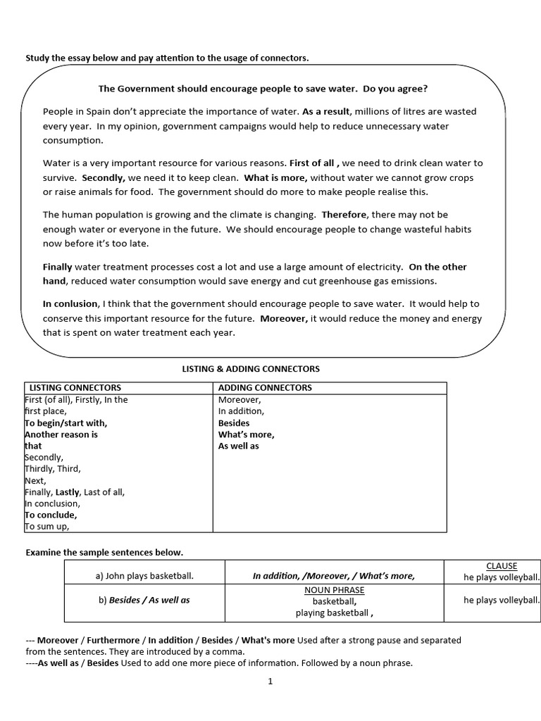 Writing Handout II Useful Expressions & Linkers Meltem | PDF | English ...