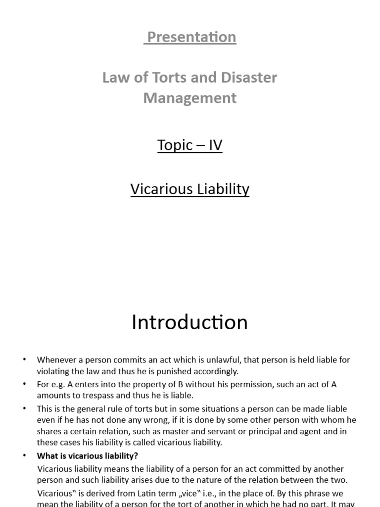 Law of Tort Presentation | PDF | Legal Liability | Tort
