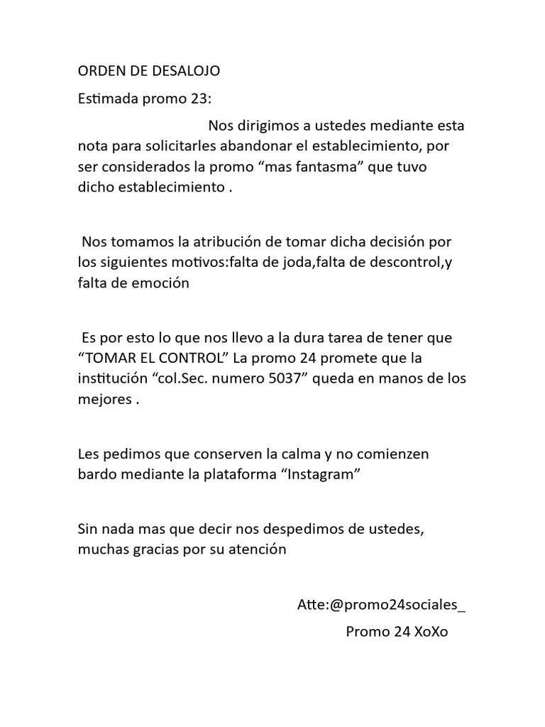 Orden de Desalojo | PDF