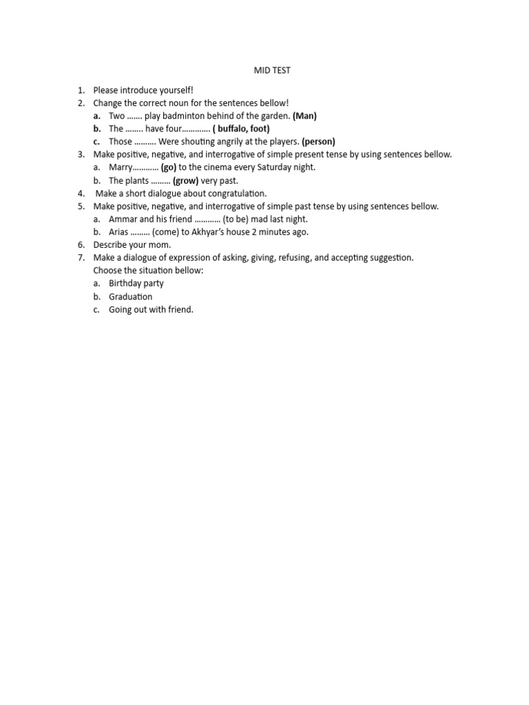 Mid Test | PDF