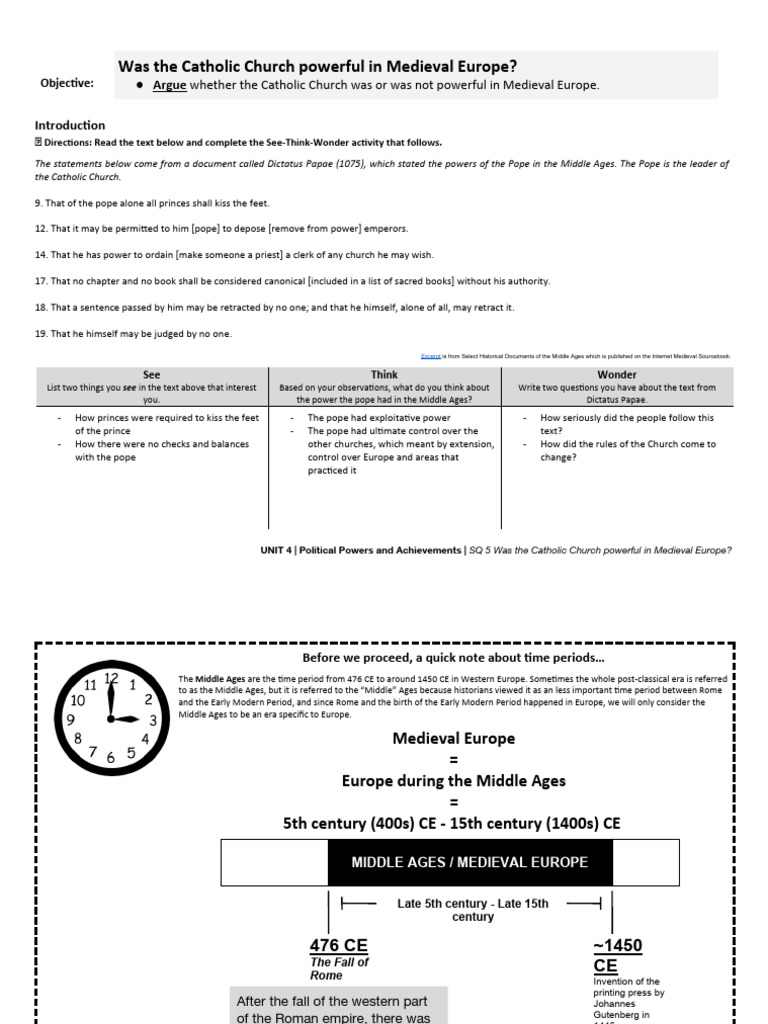 Power of the Catholic Church in Medieval Europe | PDF | Catholic Church ...