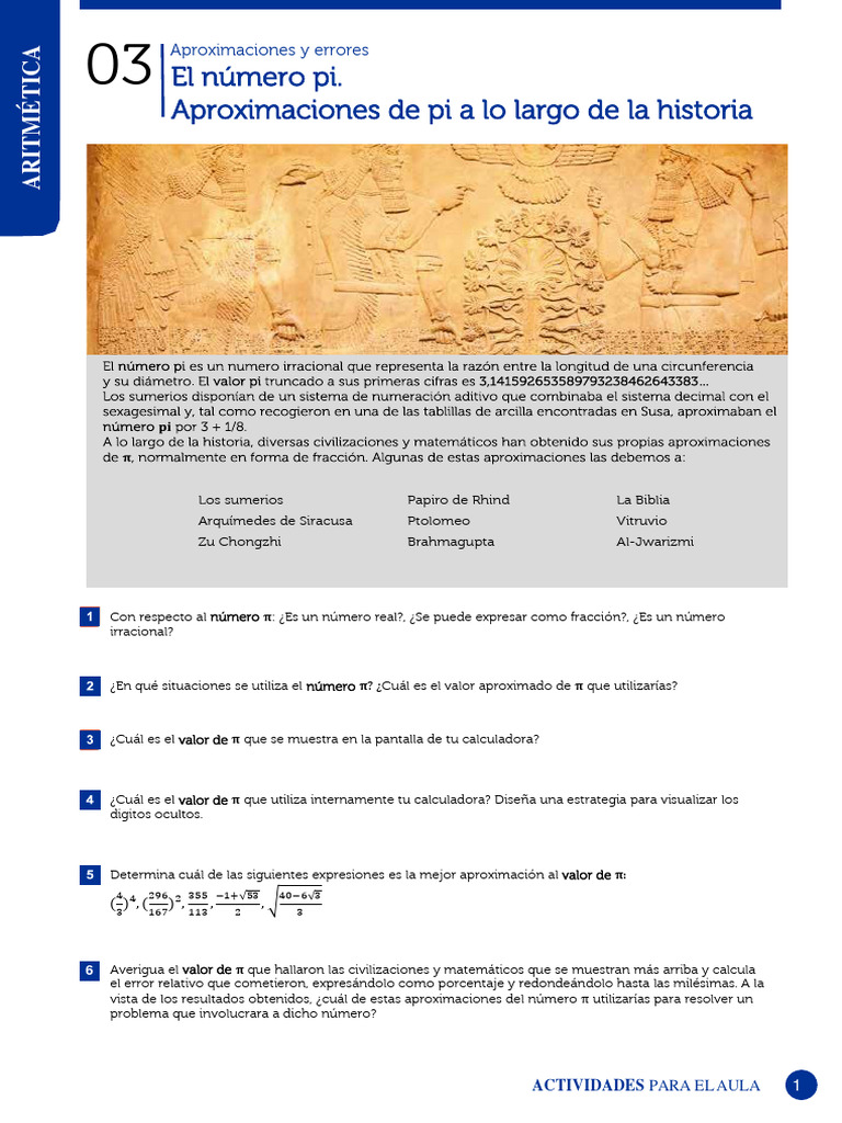 El Número Pi. Aproximaciones de Pi A Lo Largo de La Historia | PDF | Pi ...