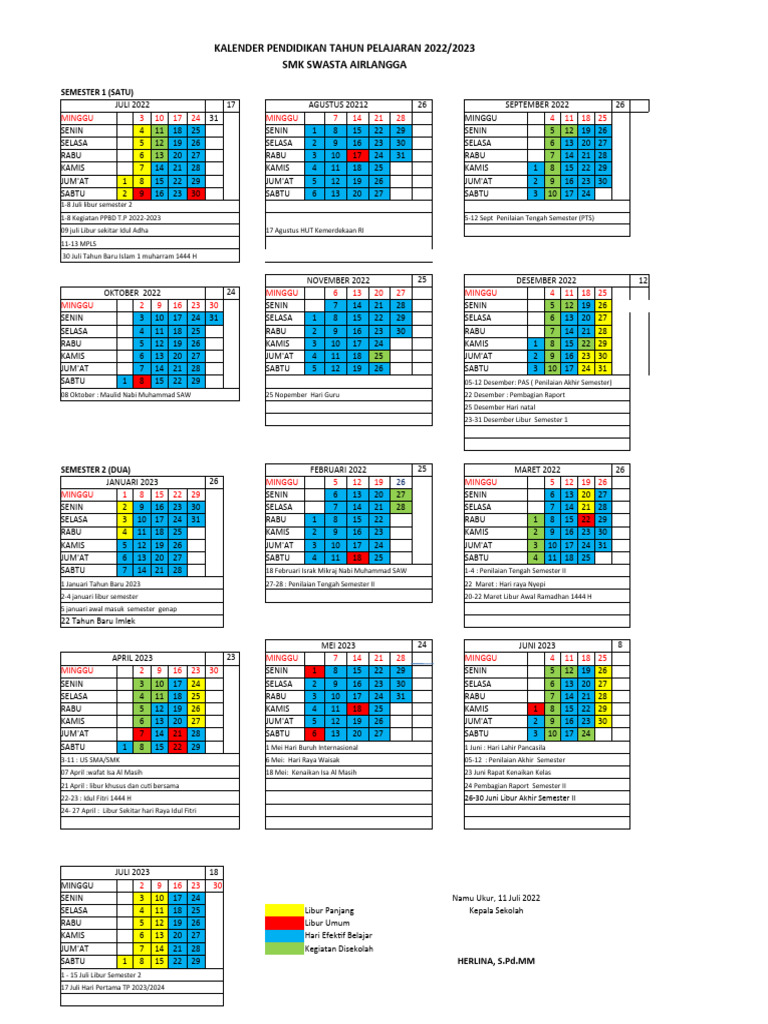 Kalender Pendidikan SMK 2022 | PDF