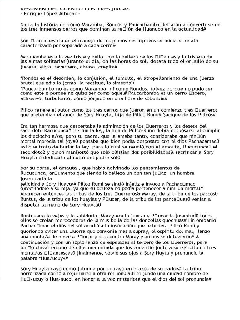 Dokumen - Tips Resumen Del Cuento Los Tres Jircas | PDF | Historia | Clásicos