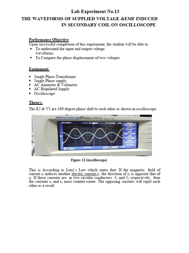 Ena Lab 13 | PDF | Transformer | Voltage