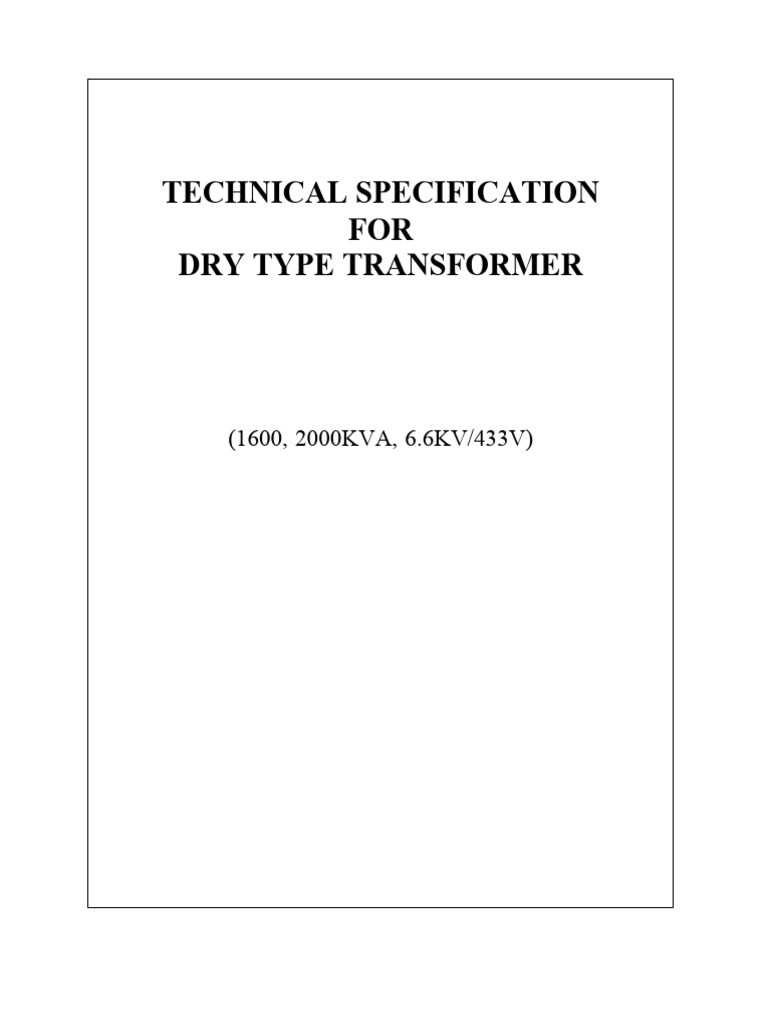 Dry Type Transformer Specification. Dt.24-1-07 | PDF | Transformer ...