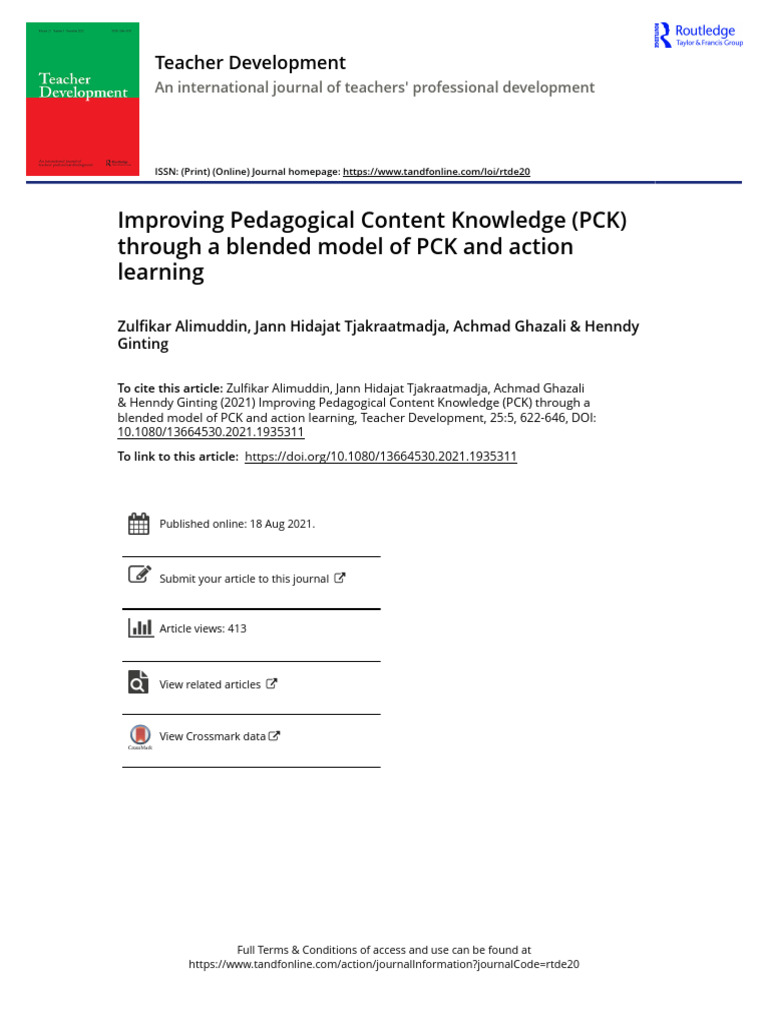 Improving Pedagogical Content Knowledge PCK through a blended model of ...