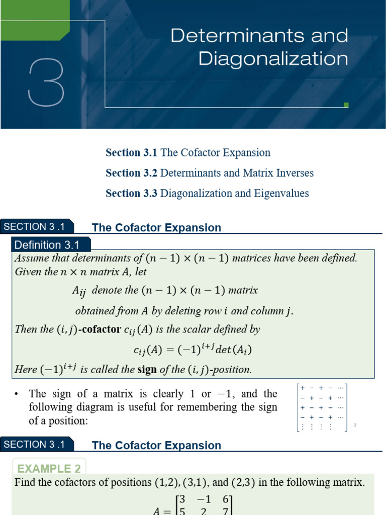 Chapter - 3 Determinants and Diagonalization | PDF | Eigenvalues And Eigenvectors | Matrix ...