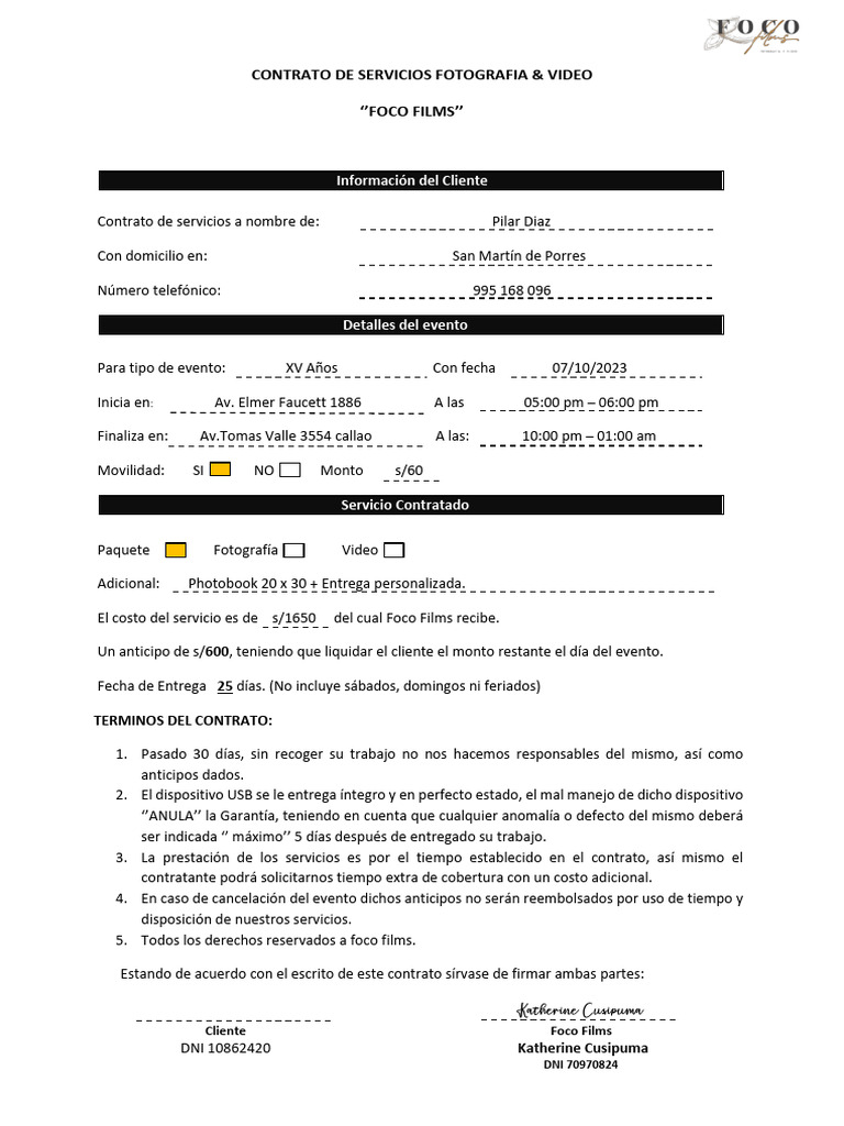 Contrato XV A os 07 De Octubre 2023 PDF Inform tica