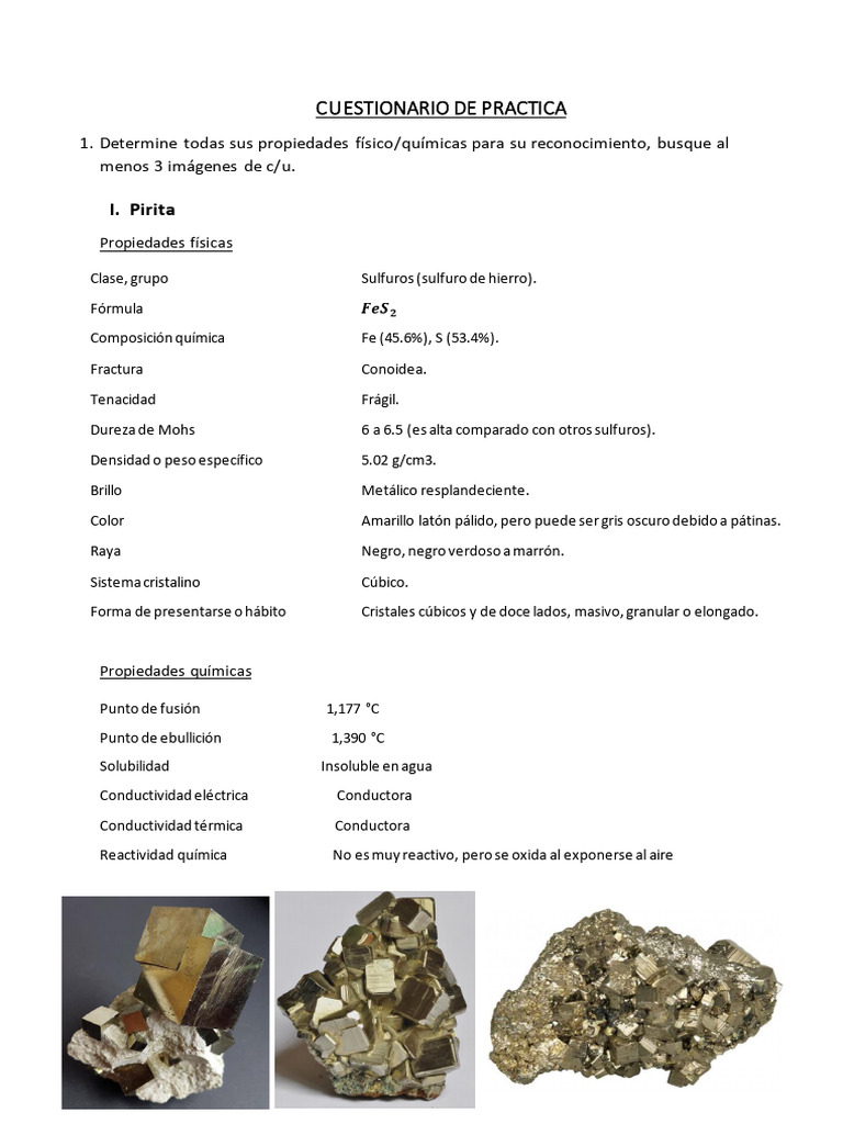 CUESTIONARIO DE PRACTICA | PDF | Calcita | Minerales