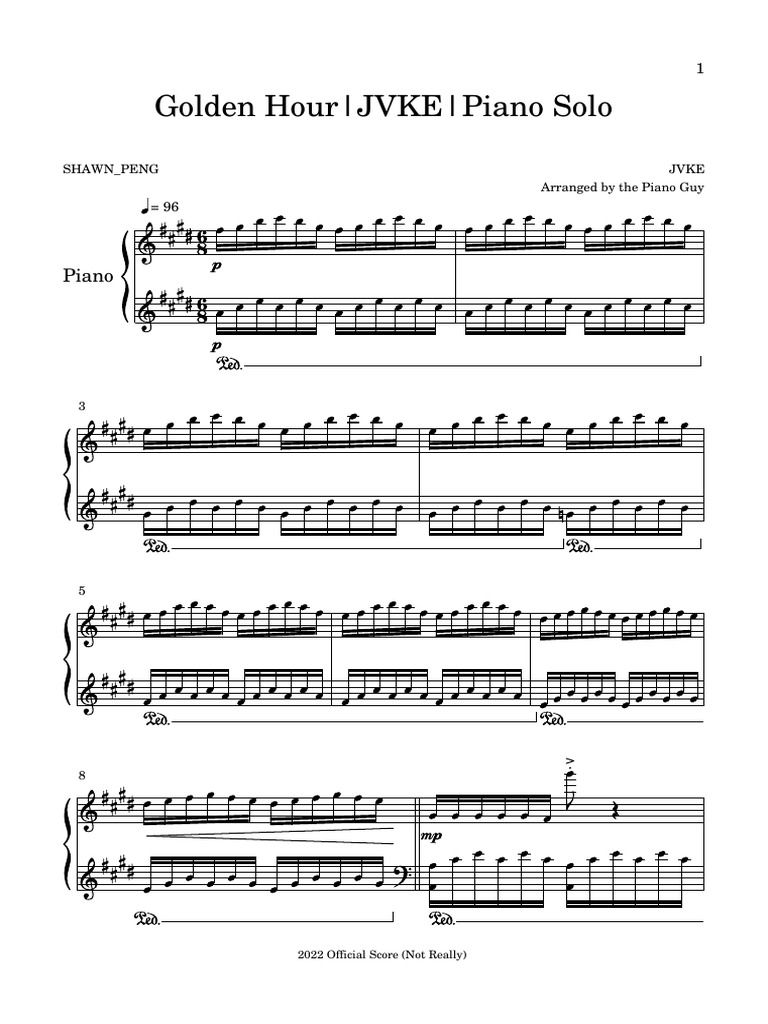 Golden Hour Piano Sheet Music | PDF