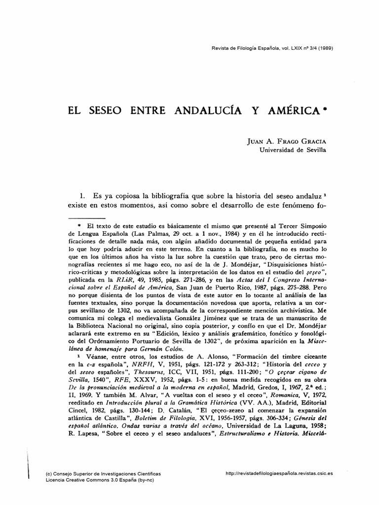 El Seseo Entre Andalucía Y América | PDF | Dialecto | España
