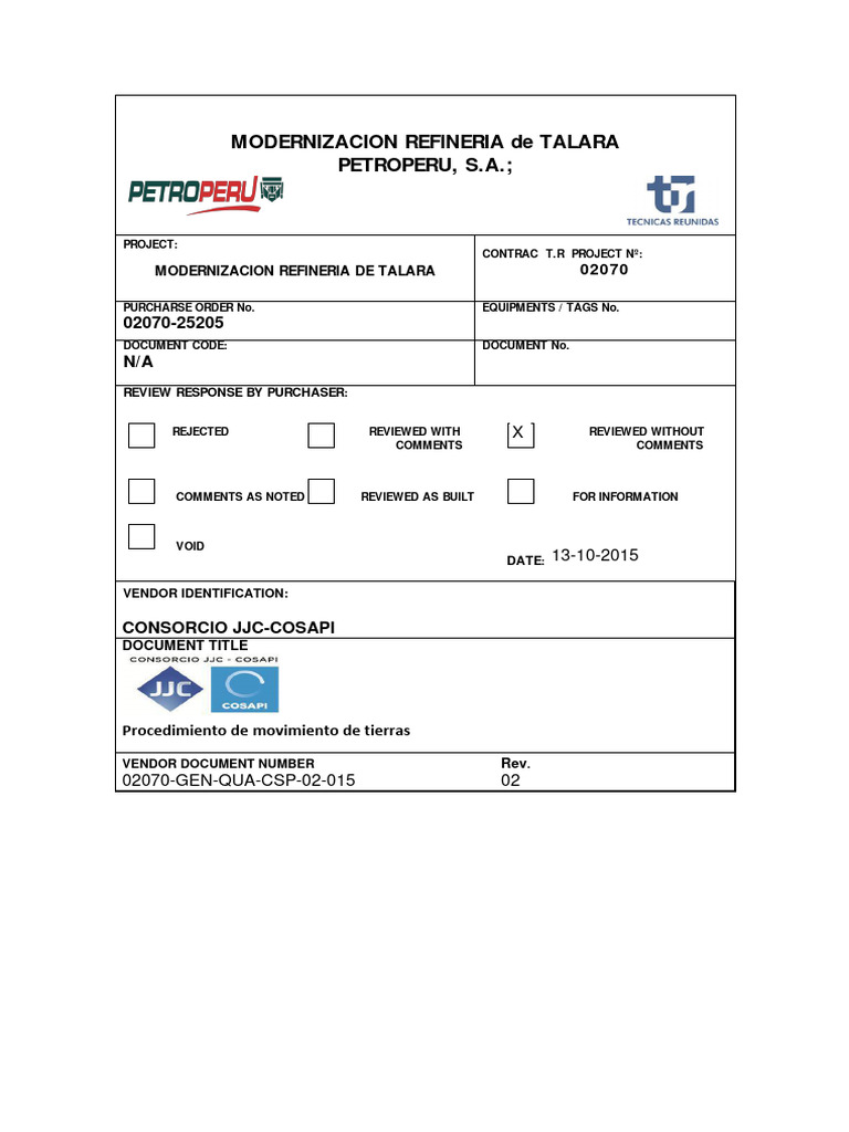 Gen Qua CSP 02 015 Pro M Tierras | PDF | Topografía | Laboratorios