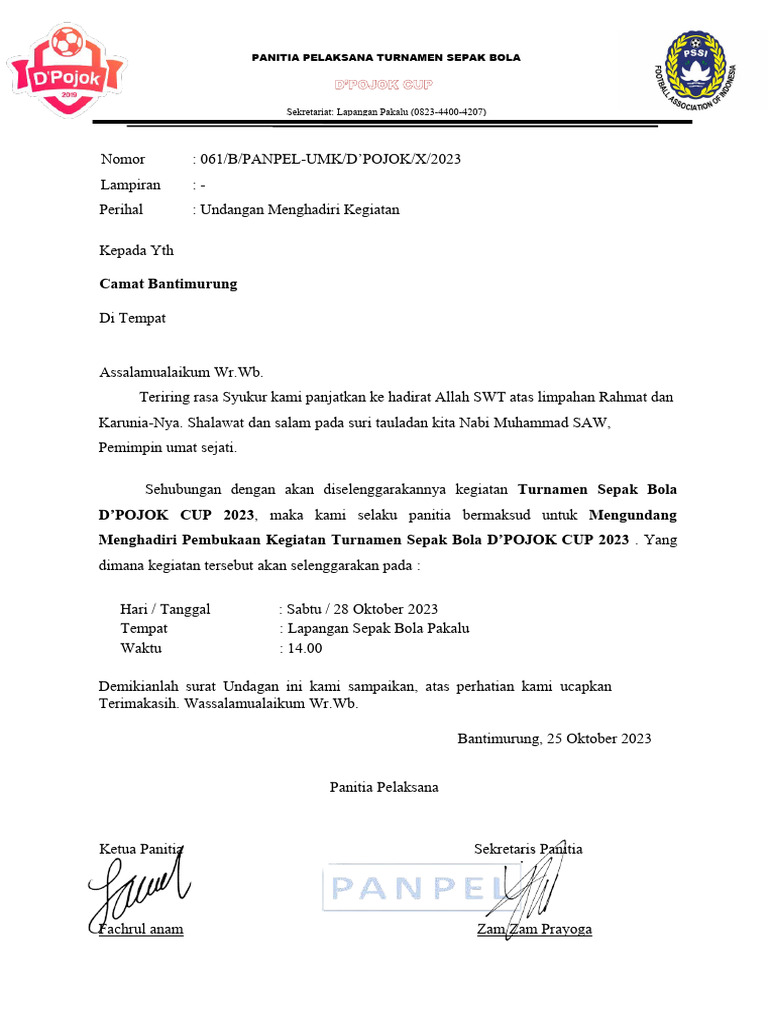 Surat Menghadiri Kegiatan Pdf