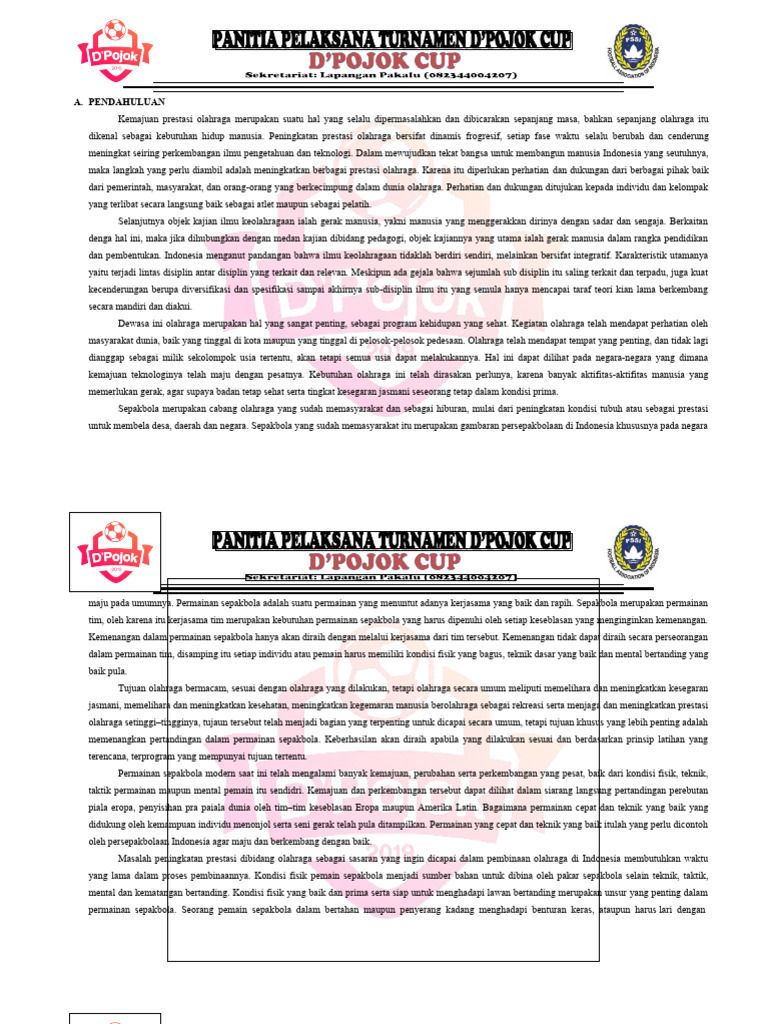 PROPOSAL D'POJOK Cup Konsep | PDF