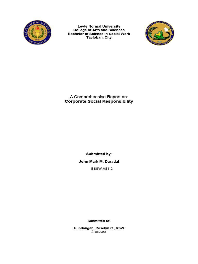 Comprehensive Report (CSR) | PDF | Corporate Social Responsibility | Sustainability