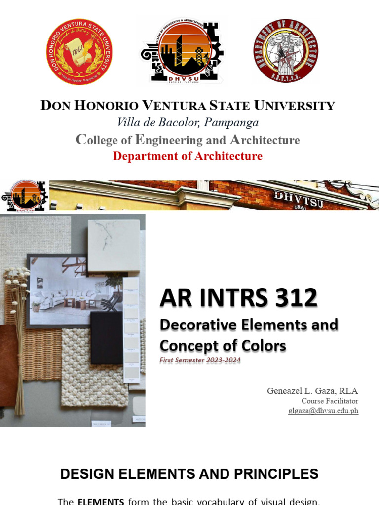 LECTURE 2 - DECORATIVE ELEMENTS AND CONCEPT OF COLORS - AR INTRS 312.pptx | PDF | Color ...