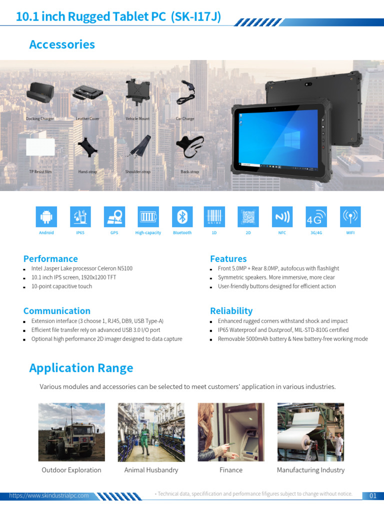 I17J 10.1 Inch Windows Datasheets | PDF | Tablet Computer | Usb