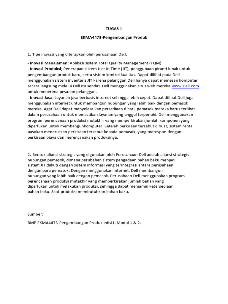 TUGAS 1 - EKMA4473 - Pengembangan Produk | PDF