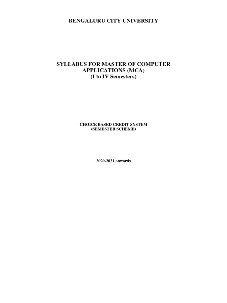 MCA BCU 2020 2021 Onwards Syllabus | PDF | Class (Computer Programming ... MCA BCU 2020 2021 Onwards Syllabus | PDF | Class (Computer Programming ...