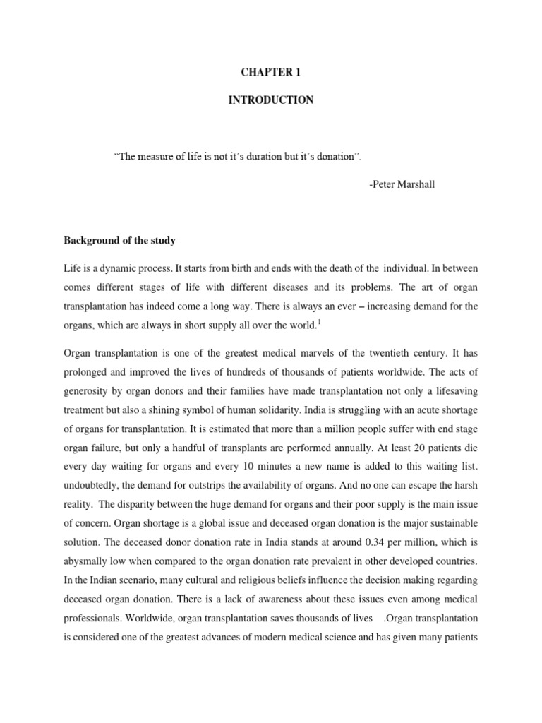 Chapter 1 Research-1.1 | PDF | Organ Donation | Organ Transplantation