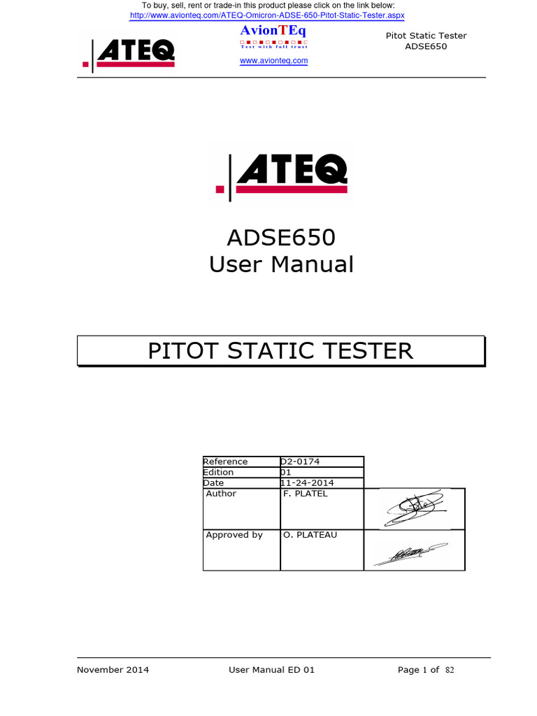 ADSE650 Pitot Static Tester Manual | PDF | Airspeed | Tablet Computer