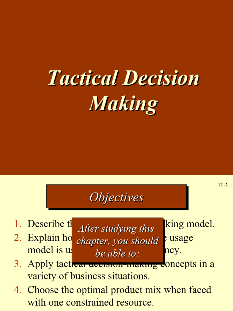 Topic 5 - Tactical Decision Making | PDF | Cost Of Goods Sold | Cost