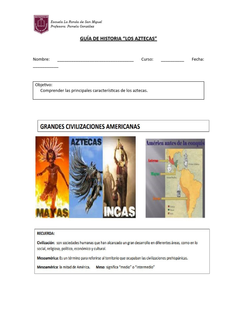 GUÍA DE HISTORIA Los Aztecas | PDF