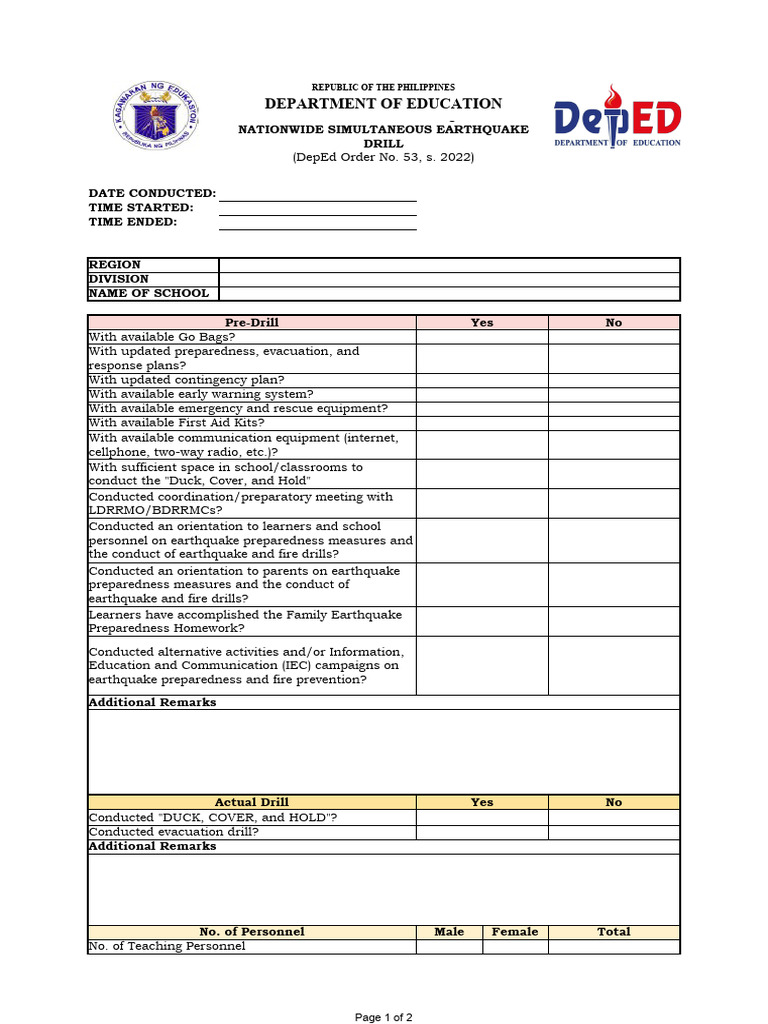 Quarterly Nationwide Simultaneous Earthquake Drill | PDF | Emergency ...