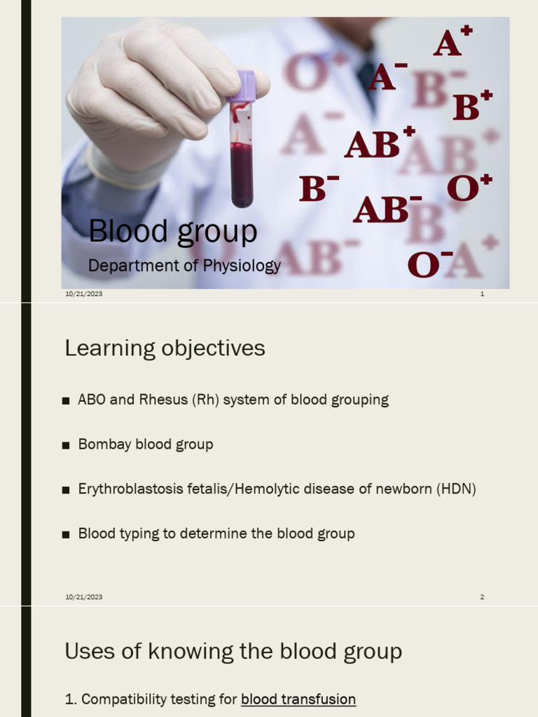 Blood Group MBBS 21.10.2023 | PDF | Blood Type | Blood
