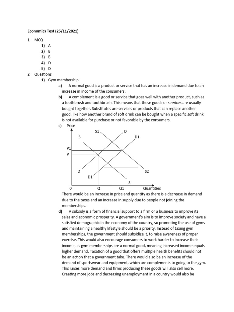 Economics Test on Market Dynamics | PDF | Labour Economics | Demand