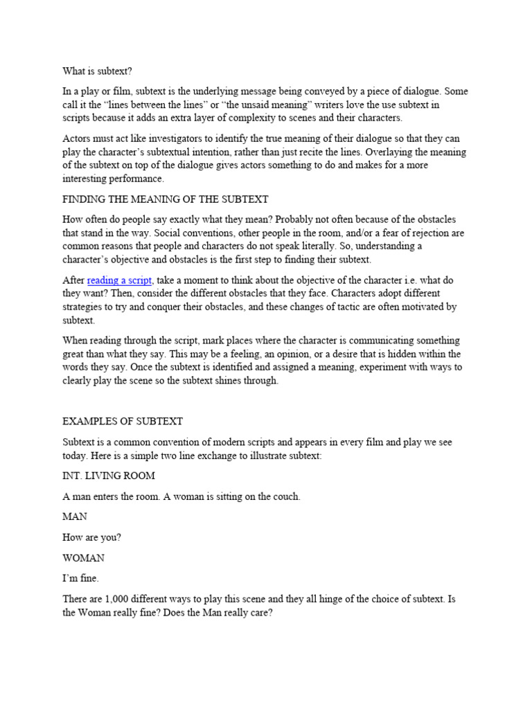 Subtext | PDF | Actor | Human Communication