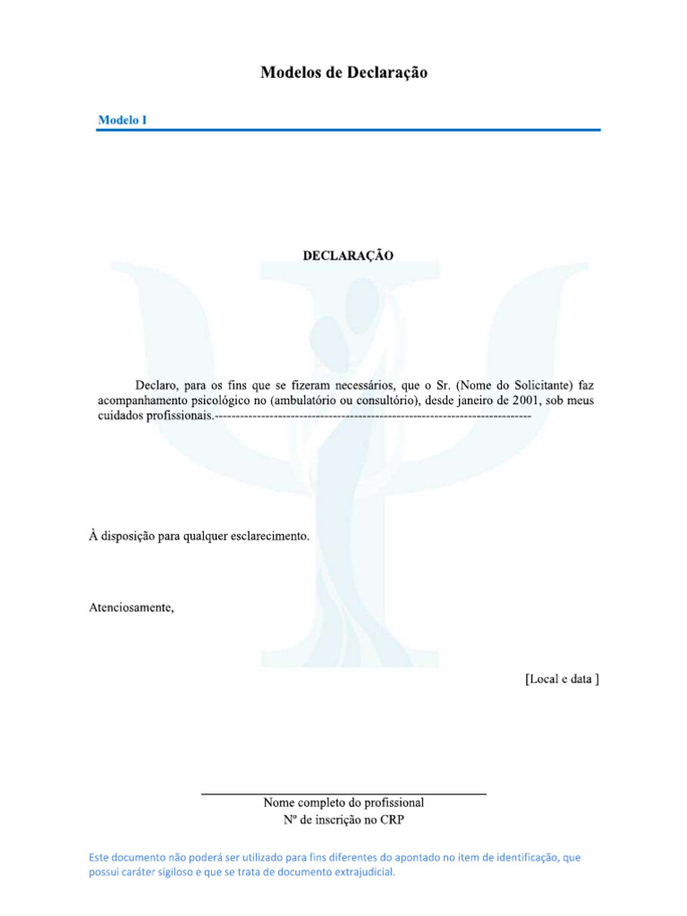 Modelo de Declaracao Psicologica | PDF