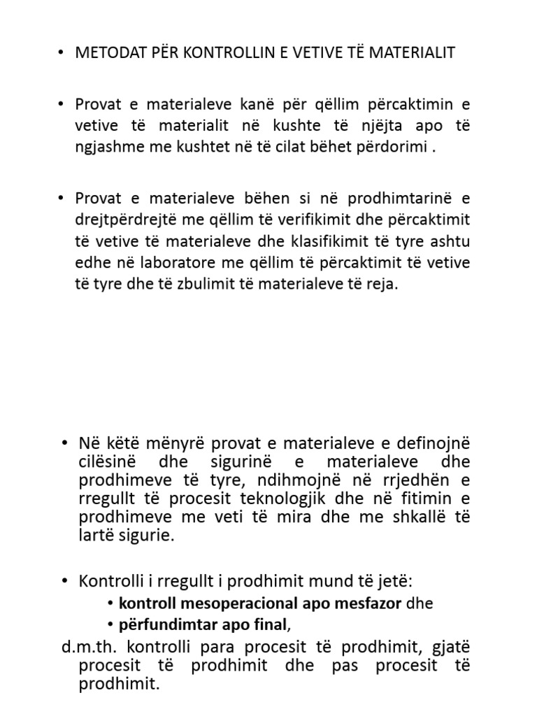 Metodat Për Kontrollin e Vetive Të Materialit | PDF