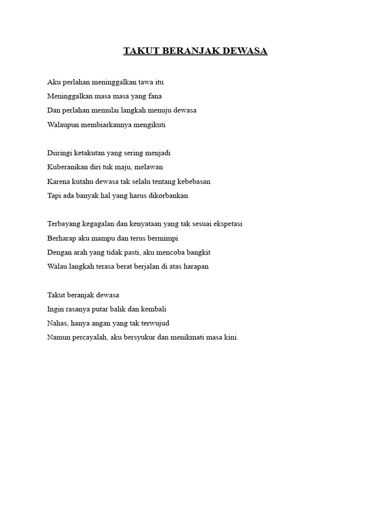 Takut Beranjak Dewasa | PDF