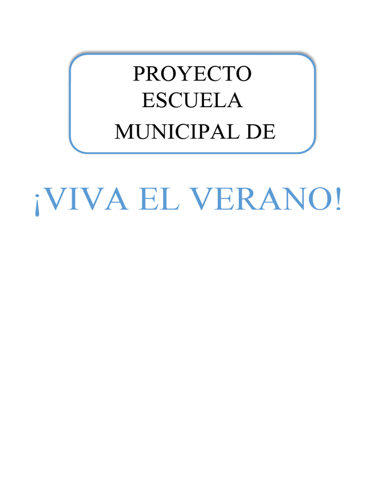 Proyecto Escuela de Verano | PDF