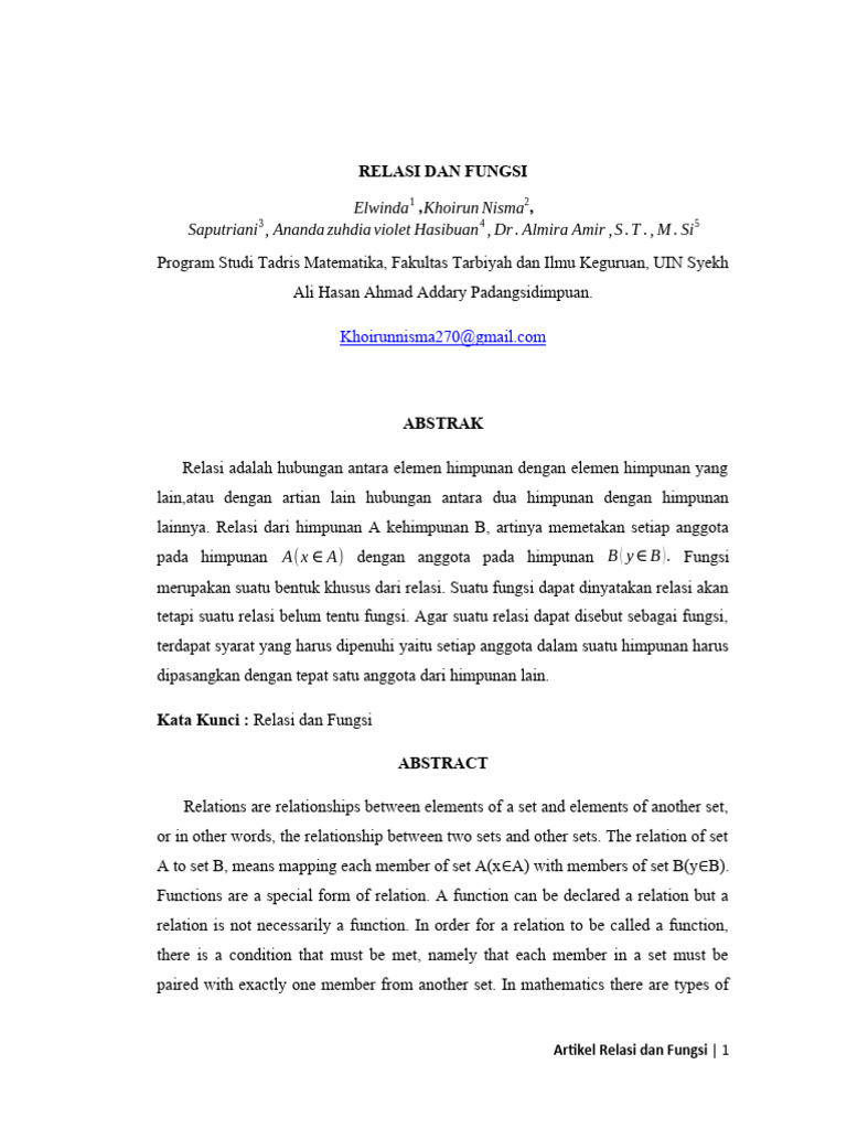 Makalah Relasi Dan Fungsi | PDF