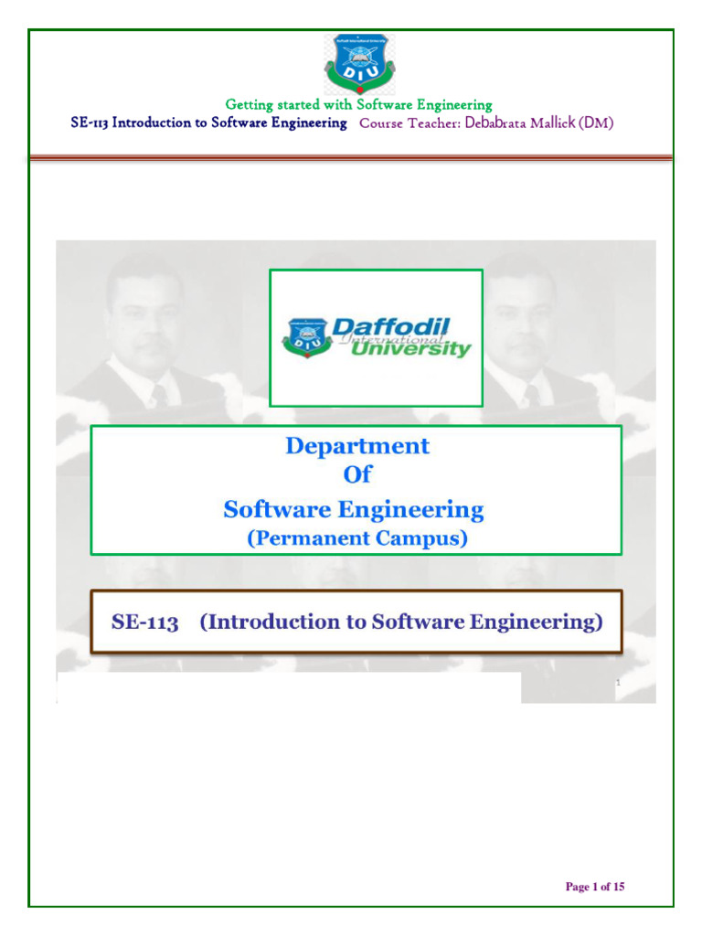 SMR - SE 113 Introduction To Software Engineering | PDF