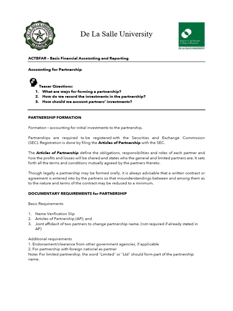 Partnership Accounting Basics | PDF | Debits And Credits | Partnership